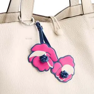 VERA BRADLEY Floral Bag Charm Keychain In Poppy Fields