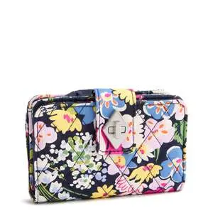 VERA BRADLEY Small Turnlock Wallet In Poppy Fields - Blue