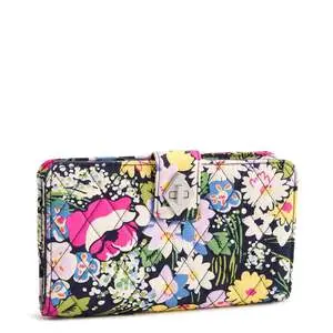 VERA BRADLEY Turnlock Wallet In Poppy Fields - Blue