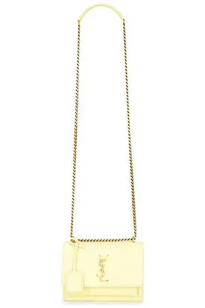 Saint Laurent Small Lizard Effect Chain Bag - Soft Lemon