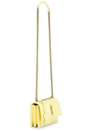 Saint Laurent Small Lizard Effect Chain Bag - Soft Lemon