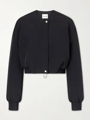 Khaite Cordan' Cropped Shell Bomber Jacket - Black