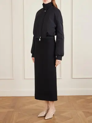 Khaite Cordan' Cropped Shell Bomber Jacket - Black