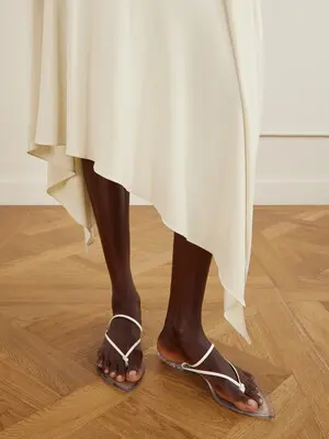 Alaïa Asymmetrical Belted Jersey Midi Dress - Neutrals