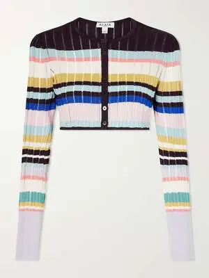 Alaïa Striped Cropped Jacquard Cardigan - Multi