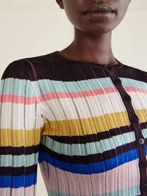 Alaïa Striped Cropped Jacquard Cardigan