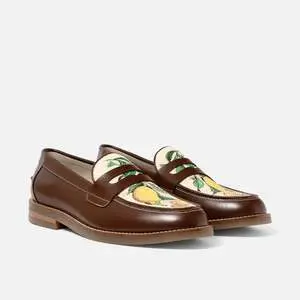 DUKE + DEXTER Wilde Chestnut Raffia Penny Loafer