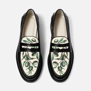 DUKE + DEXTER Wilde Raffia Penny Loafer - Olive