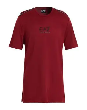 EA7 T-shirt Burgundy Size Viscose, Polyamide, Elastane