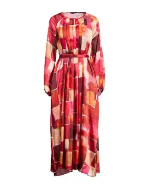 High Midi Dress Burgundy Size Polyester