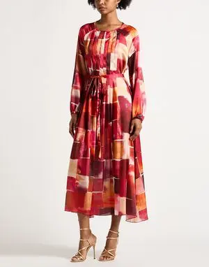High Midi Dress Burgundy Size Polyester
