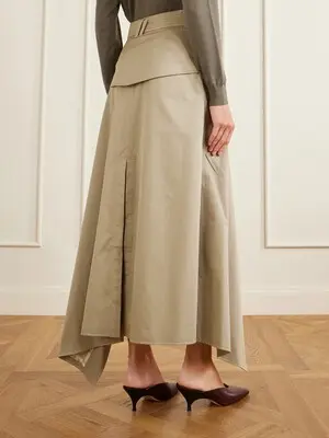 Burberry Heather Belted Asymmetric Midi Skirt