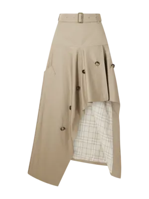 Burberry Heather Belted Asymmetric Midi Skirt - Neutrals