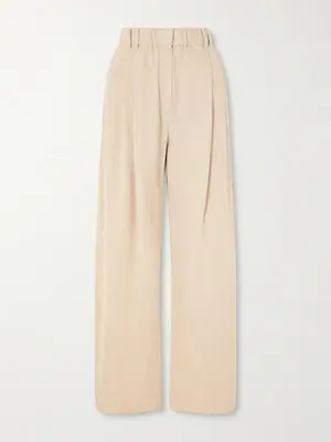 Brunello Cucinelli Pleated Corduroy Wide-leg Pants - Neutrals
