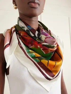 ALEMAIS Mlak Floral-print Silk-twill Scarf - Multi