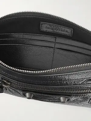 Balenciaga Le City Pouch On A Strap Embellished Crinkled-leather Shoulder Bag