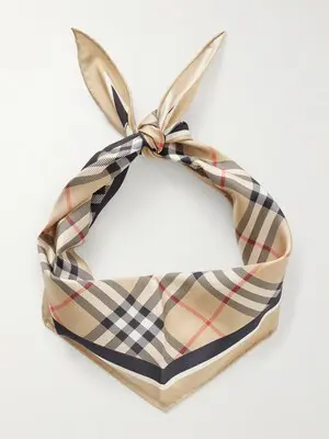 Burberry Checked Silk-twill Scarf - Neutrals