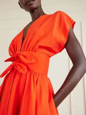 Alaïa Knotted Linen-blend Midi Dress