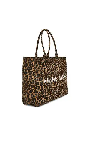 ANINE BING Leo Canvas Tote Bag In Brown