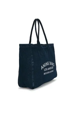 ANINE BING Leo Denim Tote Bag In Denim-dark