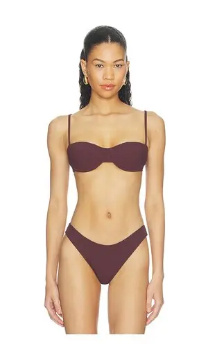 JUILLET Ingrid Bikini Top In Brown - Amarone
