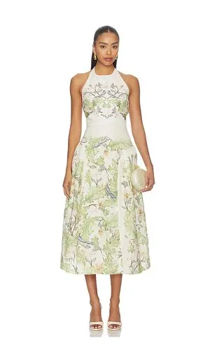 Agua Bendita Halterneck Linen Dress - Multicolor