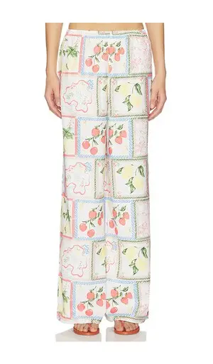 MORE TO COME Kialana Relaxed Pant In White - White Multi