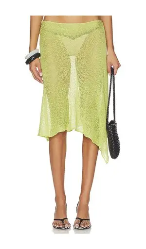 INDAH Neo Solid Versatile Skirt In Green - Matcha