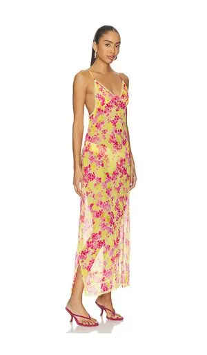 INDAH Priscilla Printed Lace Trim Triangle Bust Slip Dress