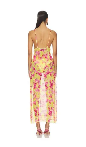 INDAH Priscilla Printed Lace Trim Triangle Bust Slip Dress
