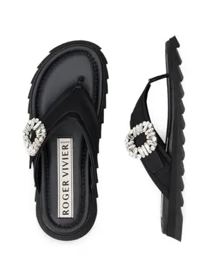 ROGER VIVIER Slidy Flip Satin Thong Sandals