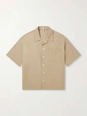 Loewe Camp-collar Anagram-detailed Cotton-twill Shirt - Ecru