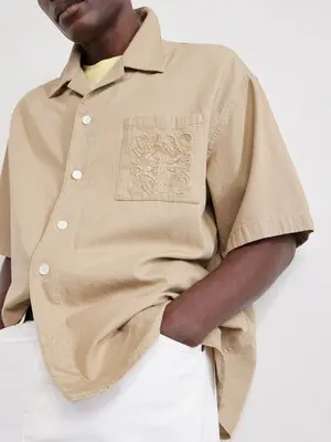 Loewe Camp-collar Anagram-detailed Cotton-twill Shirt
