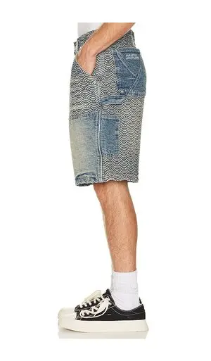 RYOKO RAIN Seigaiha Denim Shorts