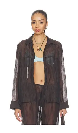 Lna Sylvee Sheer Button Up