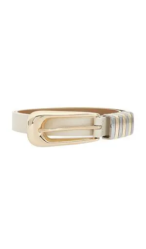 Ettika Metal Core Leather Belt - White