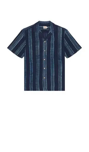 Faherty Brand Short Sleeve Indigo Camp Shirt In . Also - Blue