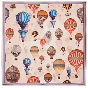 ASPINAL OF LONDON Up Up & Away Silk Scarf In Pure Silk - Neutral