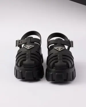 Prada Monolith Foam Rubber Sandals - Black