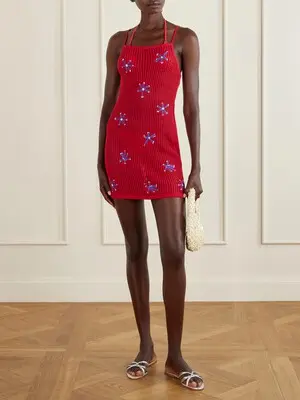 Staud Rio Crocheted Cotton Mini Dress