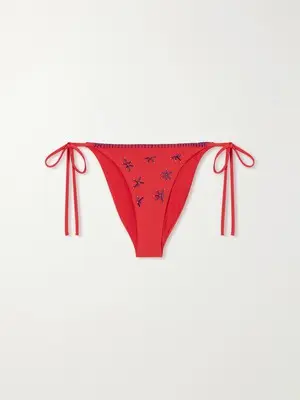 Staud Sisley Embellished Bikini Briefs - Red