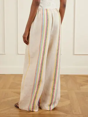 Staud Mateo Striped Linen Wide-leg Pants