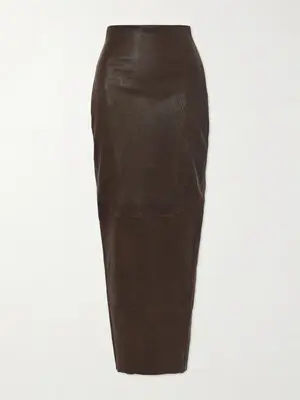 Rick Owens Dirt Pillar Textured-leather Maxi Skirt