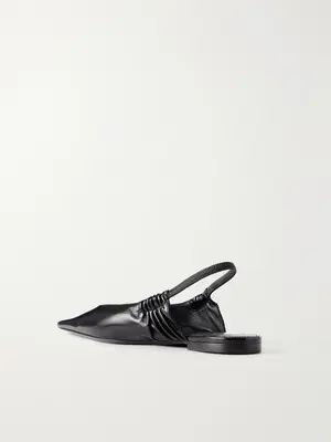 Saint Laurent Anne Marie Ruched Leather Slingback Pumps - Black