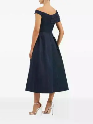 Rebecca Vallance Pleated Off-shoulder Midi Dress