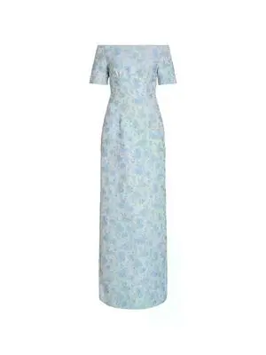 MARKARIAN Gilda Floral-brocade Maxi Dress - Blue