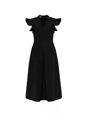 Moschino Ruffled V-neck Dress - Black