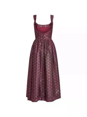 MARKARIAN Floral-stripe Corset Midi Dress