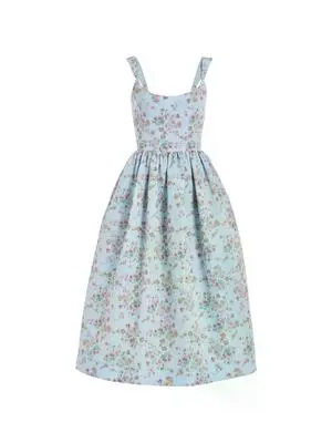 MARKARIAN Floral-ikat Midi Dress - Blue
