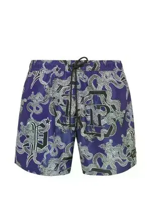 Philipp Plein Printed Swim Shorts - Blue
